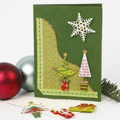 Julkort med julgran och stjärnor - Jul Pyssel Inspiration - Julpyssel ...