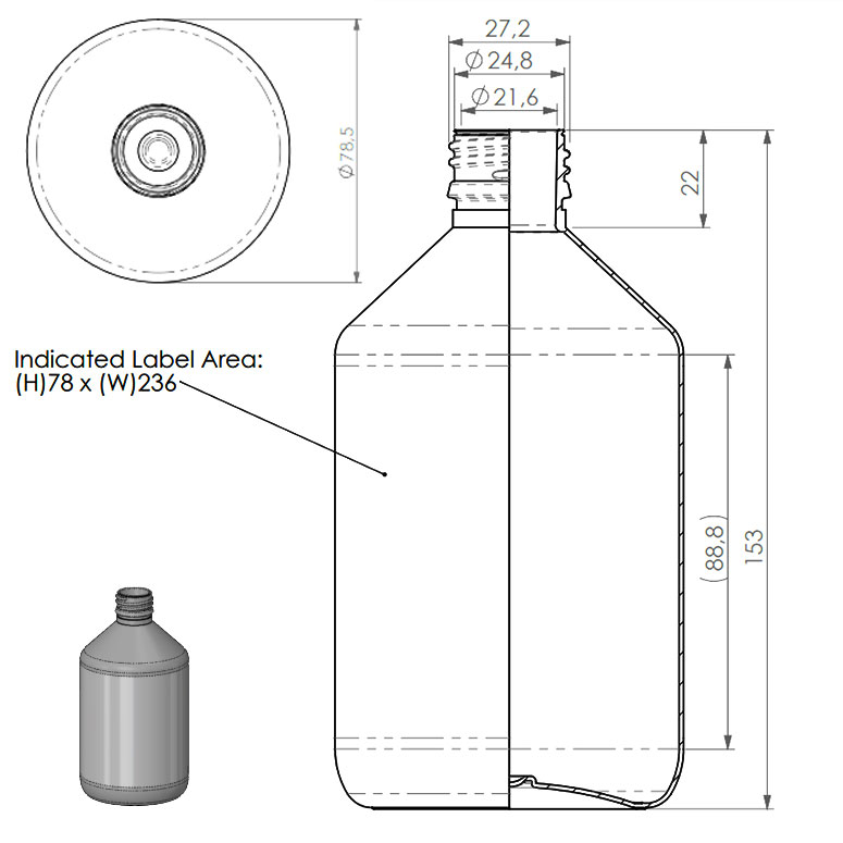 PET Flaska med Kork 500 ml - 1 st - Pharma Veral